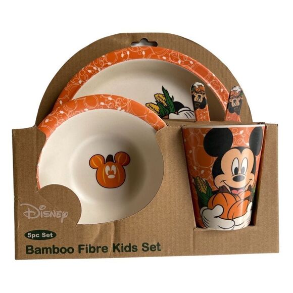 Disney | Dining | Disney Bamboo Fibre Kids Set Autumn Thanksgiving 5 ...